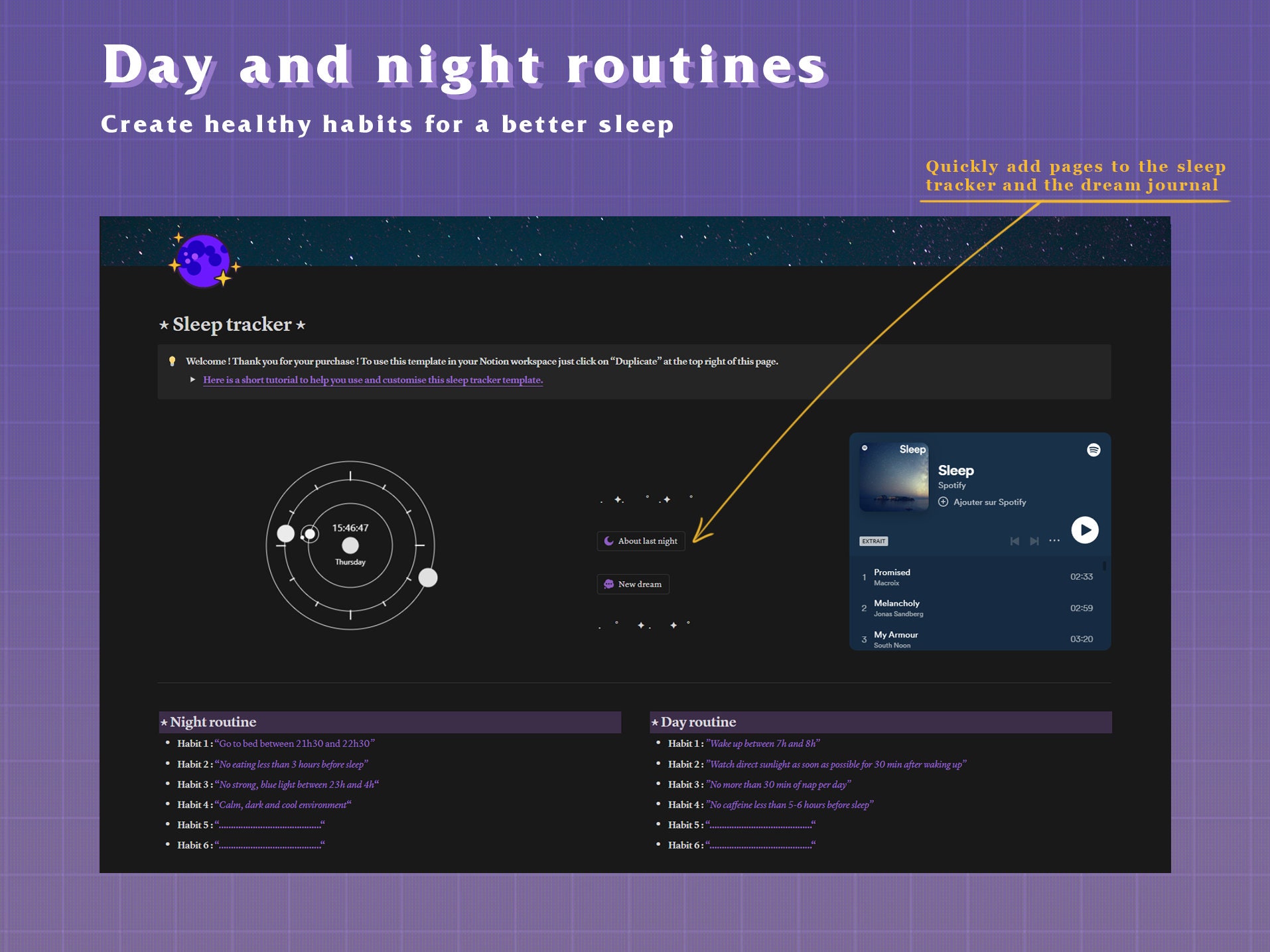 Notion Sleep Tracker Template, Sleep Planner, Notion Sleep Dashboard, Dream Journal, One Page ...