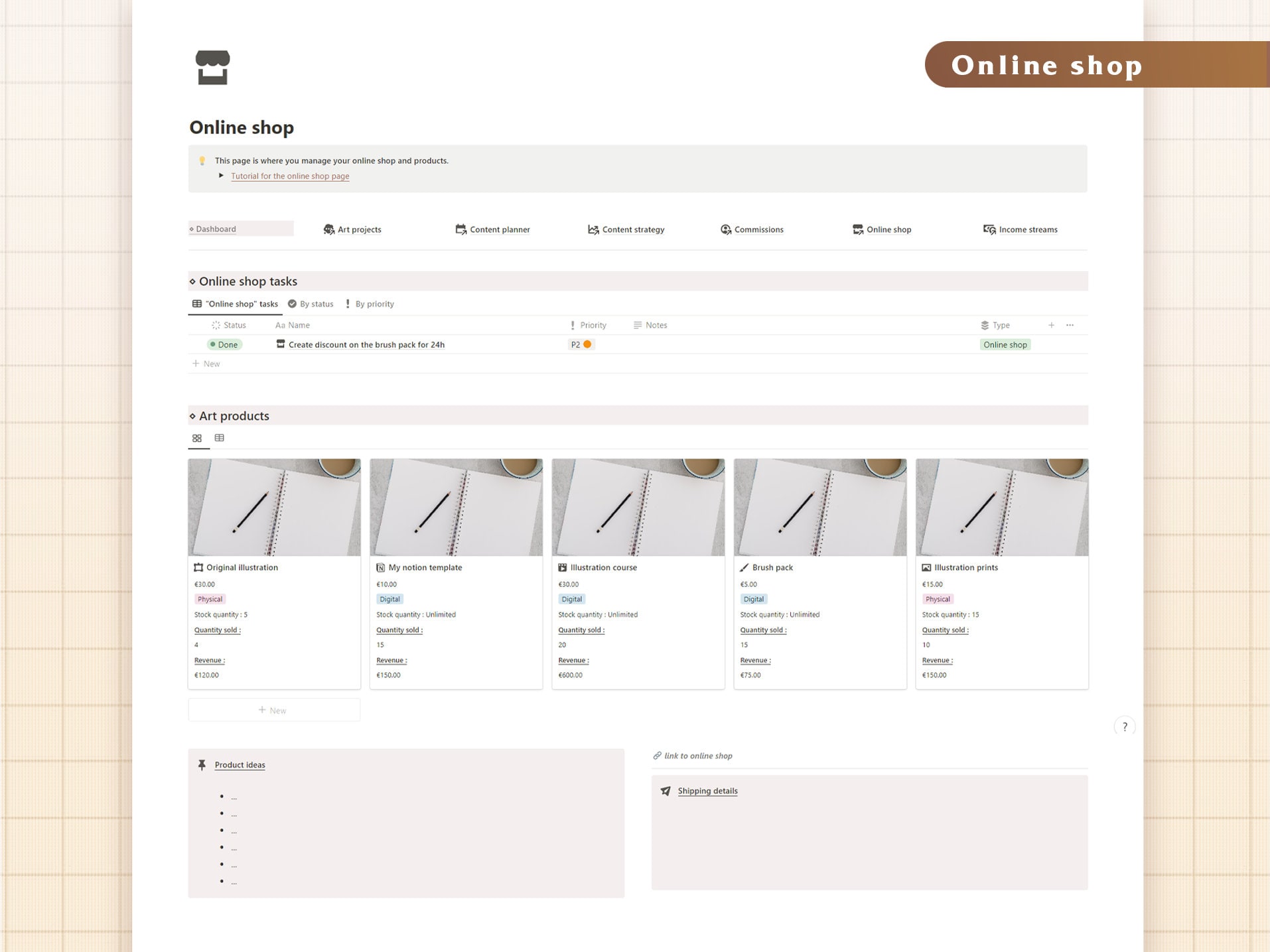 Notion Art Business Tracker, Commission Planner, Content Planner, Art ...