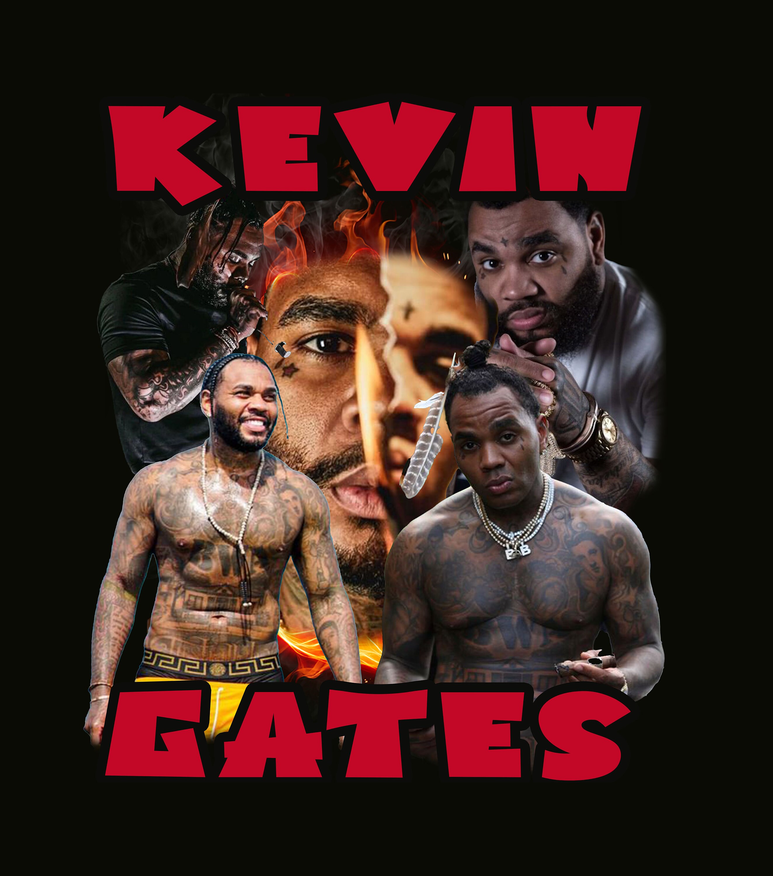 Kevin Gates T Shirt Design. PNG Digital 4500x5100 Px. Retro, 90s ...