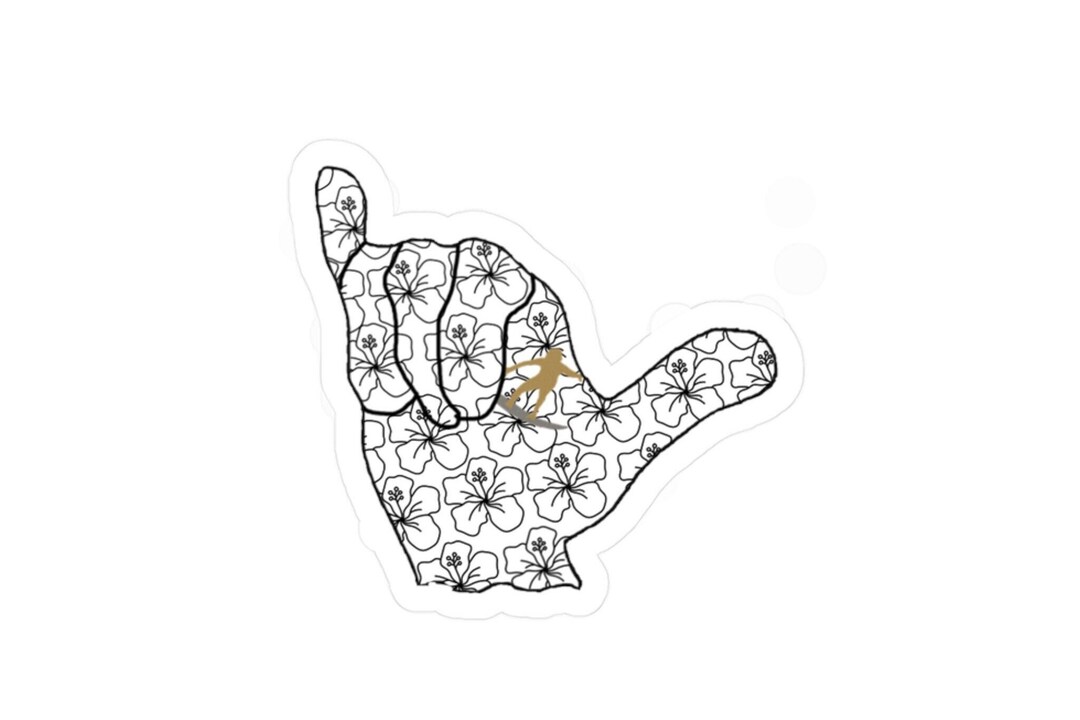 Plumeria Shaka Surfer, Laptop Sticker, Water Bottle Sticker, Mahalo ...