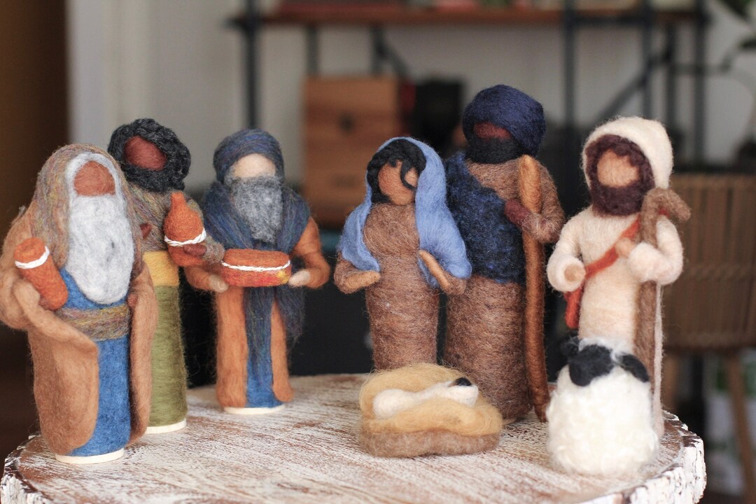 Handmade Full Nativity Set Felted Holy Family Mary and - Etsy UK