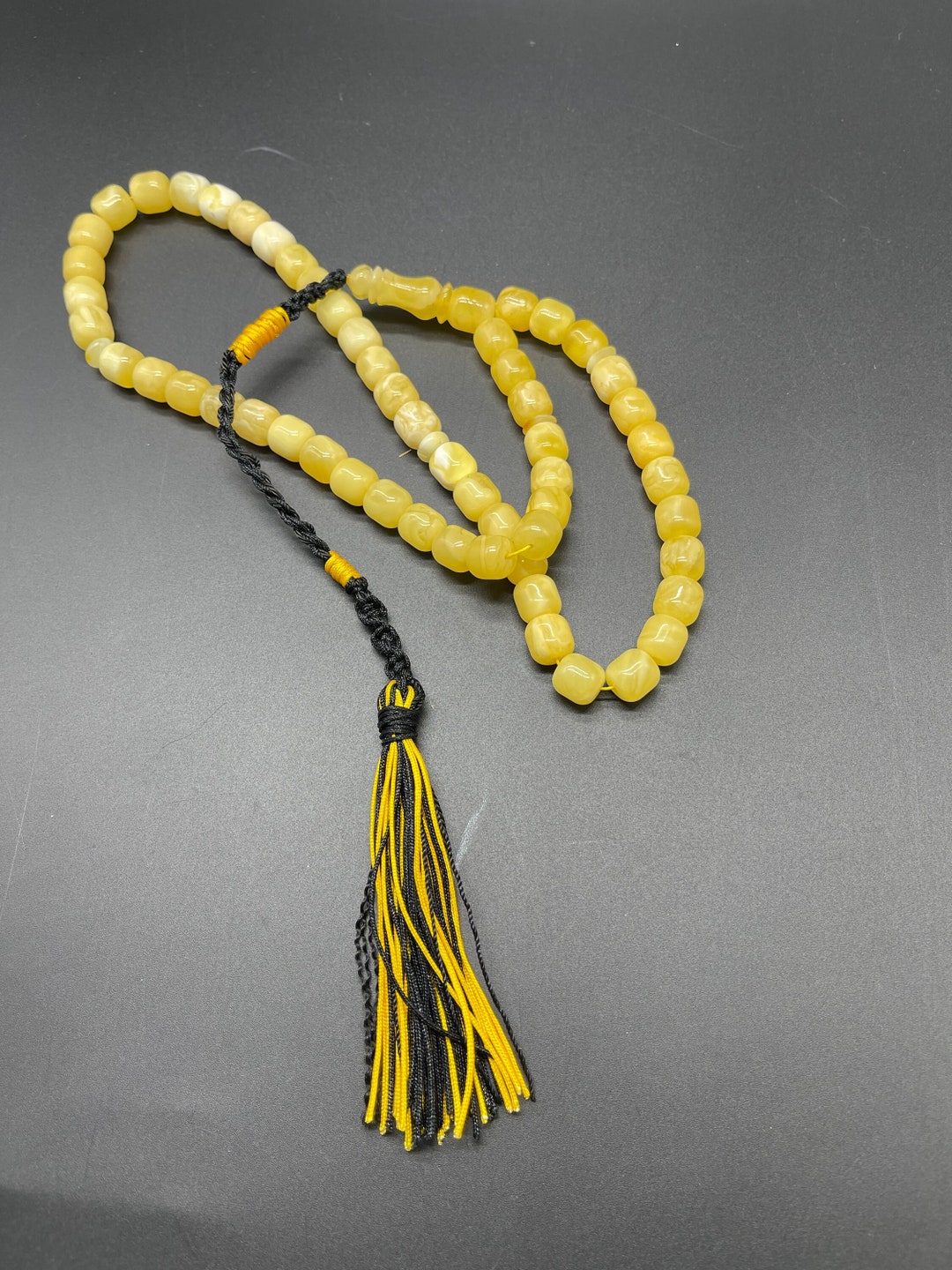 Natural Baltic Amber Prayer Rosary, 55 Barrel Shape Beads, 32.7g Rosary ...