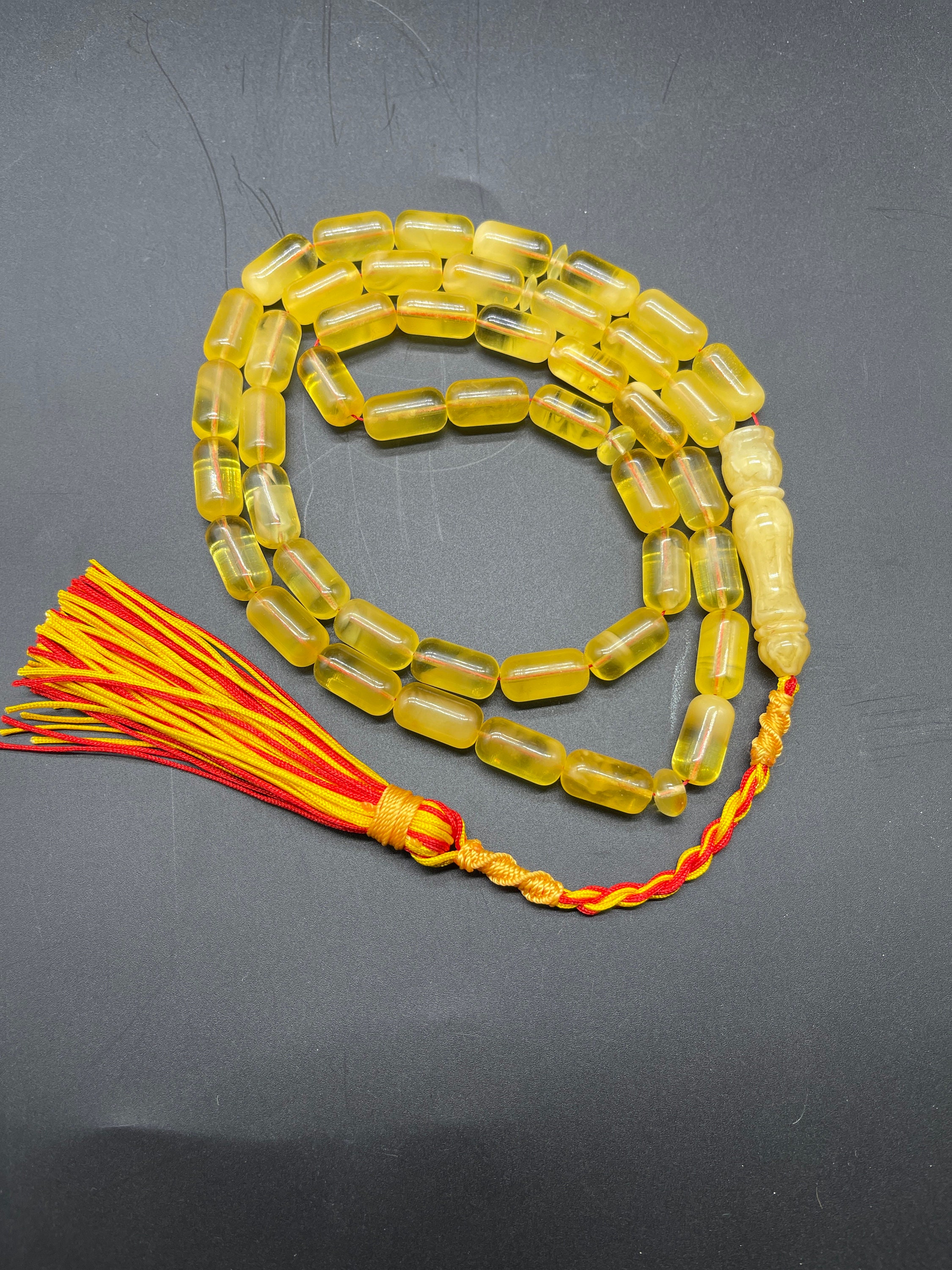 Natural Baltic Amber Prayer Rosary, 45 Barrel Shape Beads, 37g Rosary ...