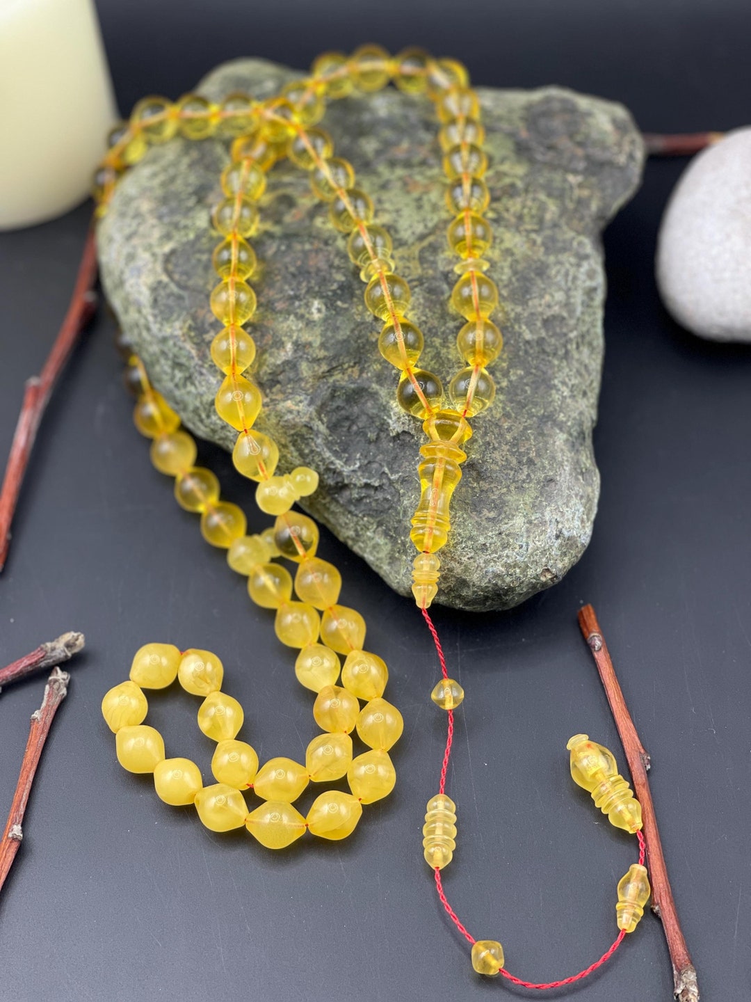 Natural Baltic Amber Prayer Rosary, 66 Beads, 45g Rosary, Tesbih, Subha ...