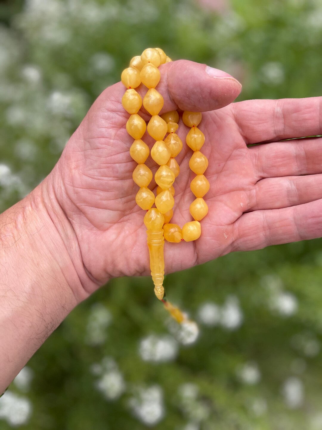 Royal Baltic Amber Islamic Prayer, 33 Barrel Shape Beads, 24.6g Rosary ...