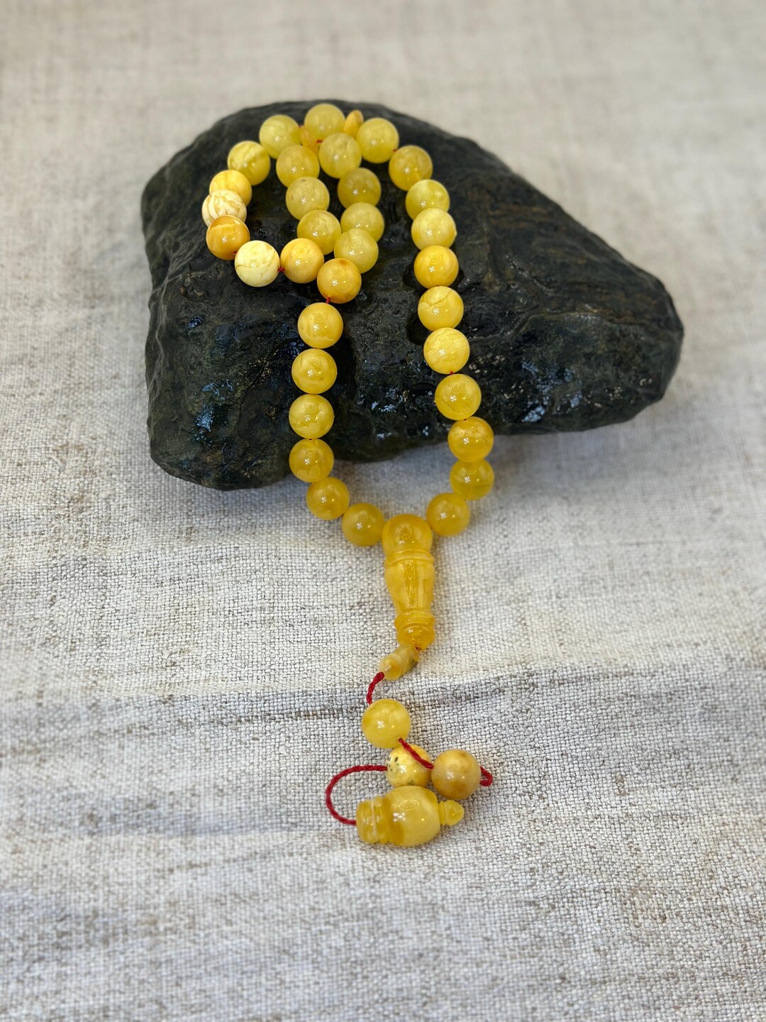Luxury Prayer Amber Beads Islamic, Muslim Rosary Amber, 33 Round Beads ...