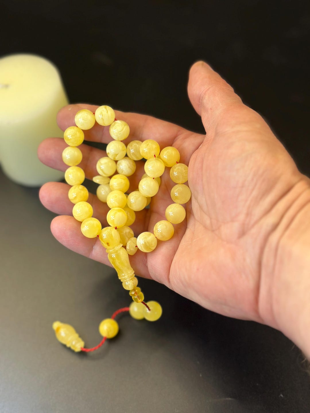 Natural Baltic Amber Prayer Rosary, 33 Round Beads, 36g Rosary, Tesbih ...