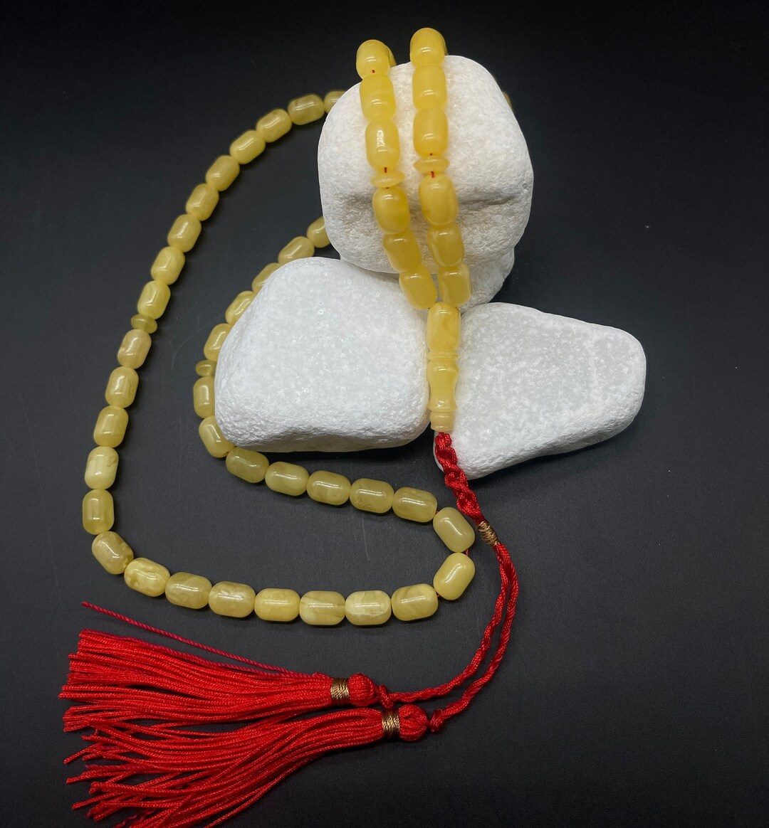 Natural Baltic Amber Islamic Prayer, 66 Beads, 30g Rosary, Tesbih ...
