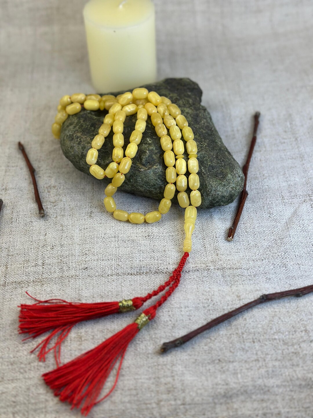 Luxury Prayer Amber Beads Islamic, 40.6g Muslim Rosary Amber, 66 Beads ...