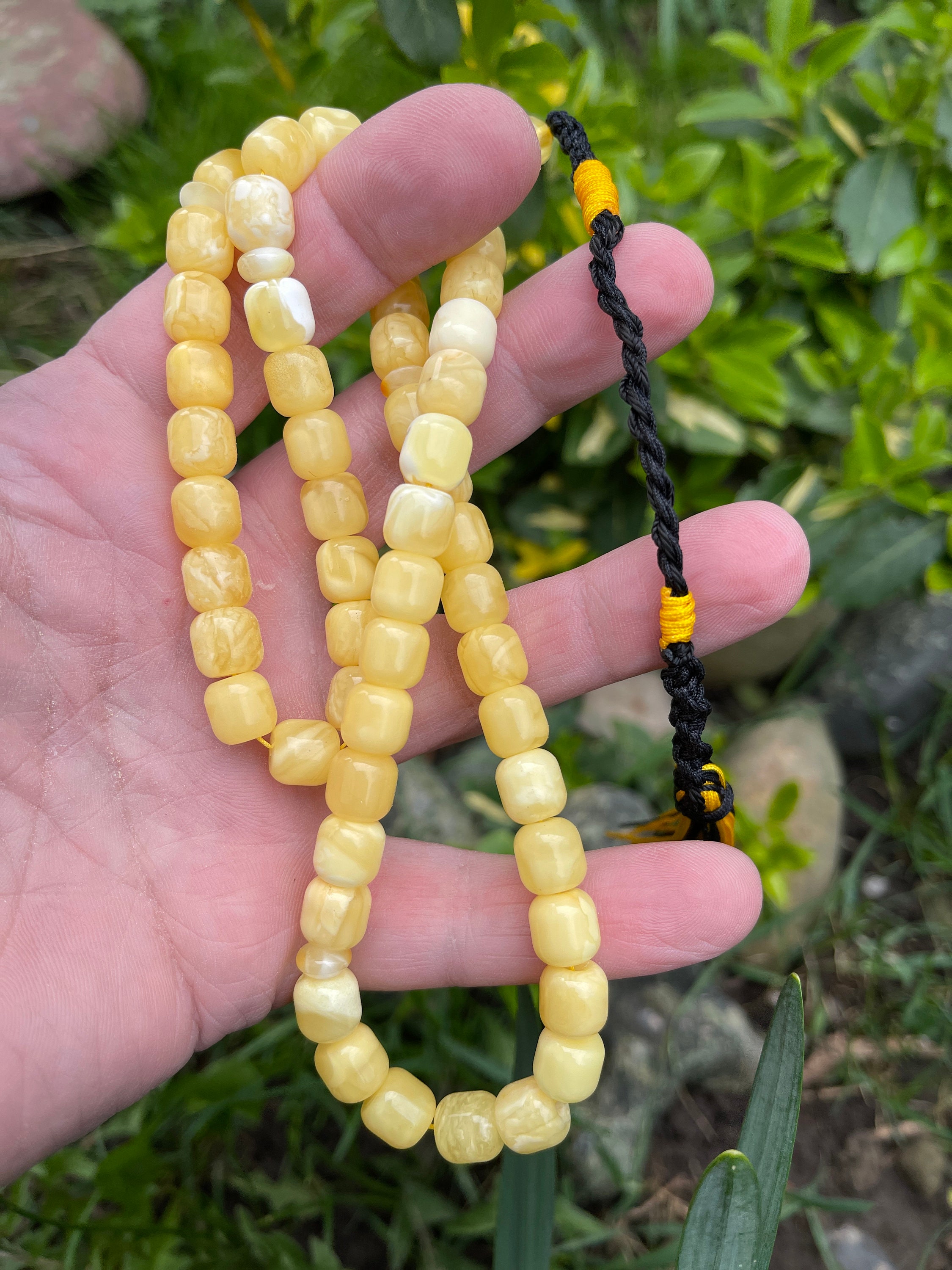 Natural Baltic Amber Prayer Rosary, 55 Barrel Shape Beads, 32.7g Rosary ...