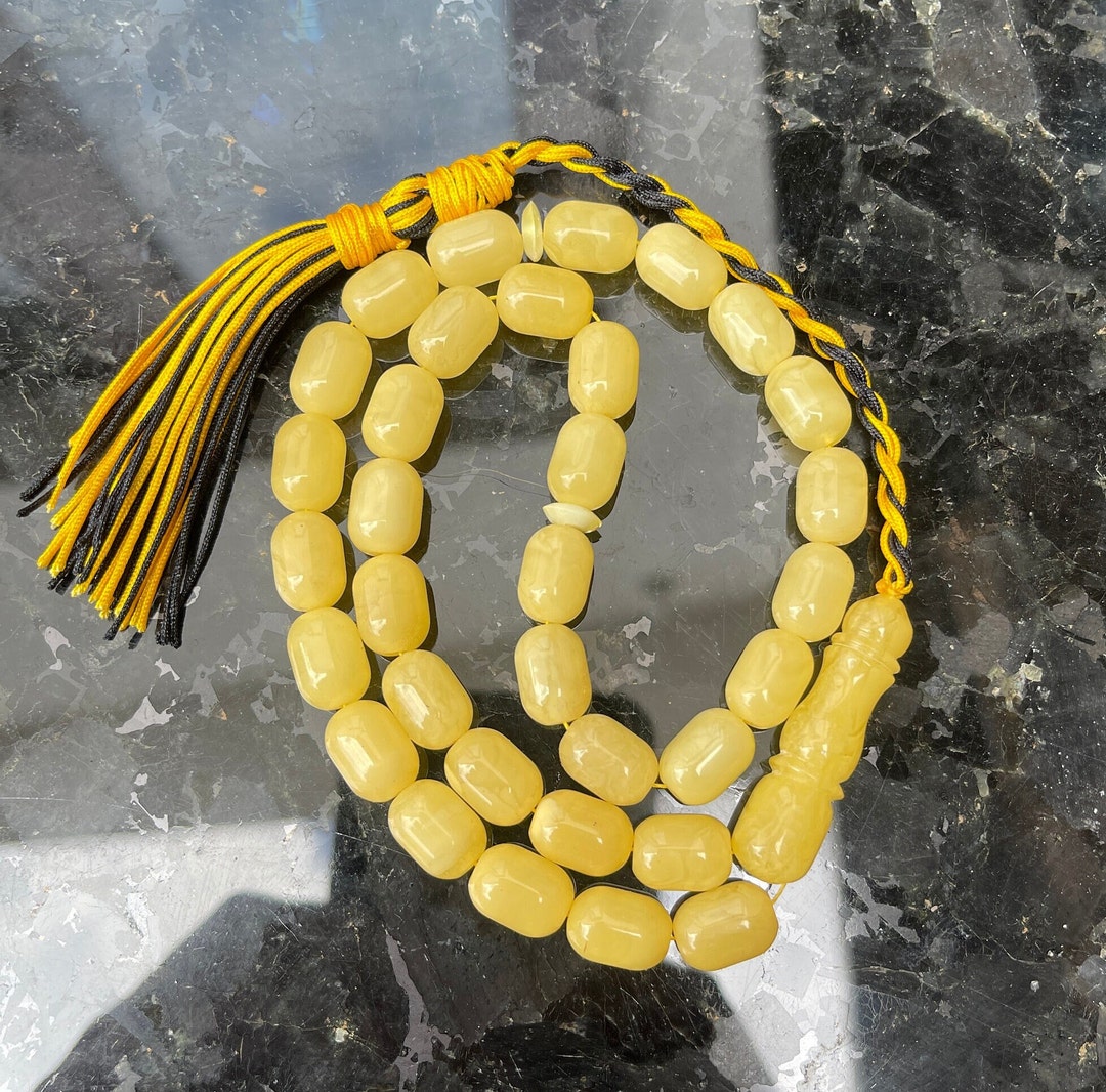 Luxury Prayer Amber Beads Islamic, Muslim Rosary Amber, 33 Beads, 26.6g ...