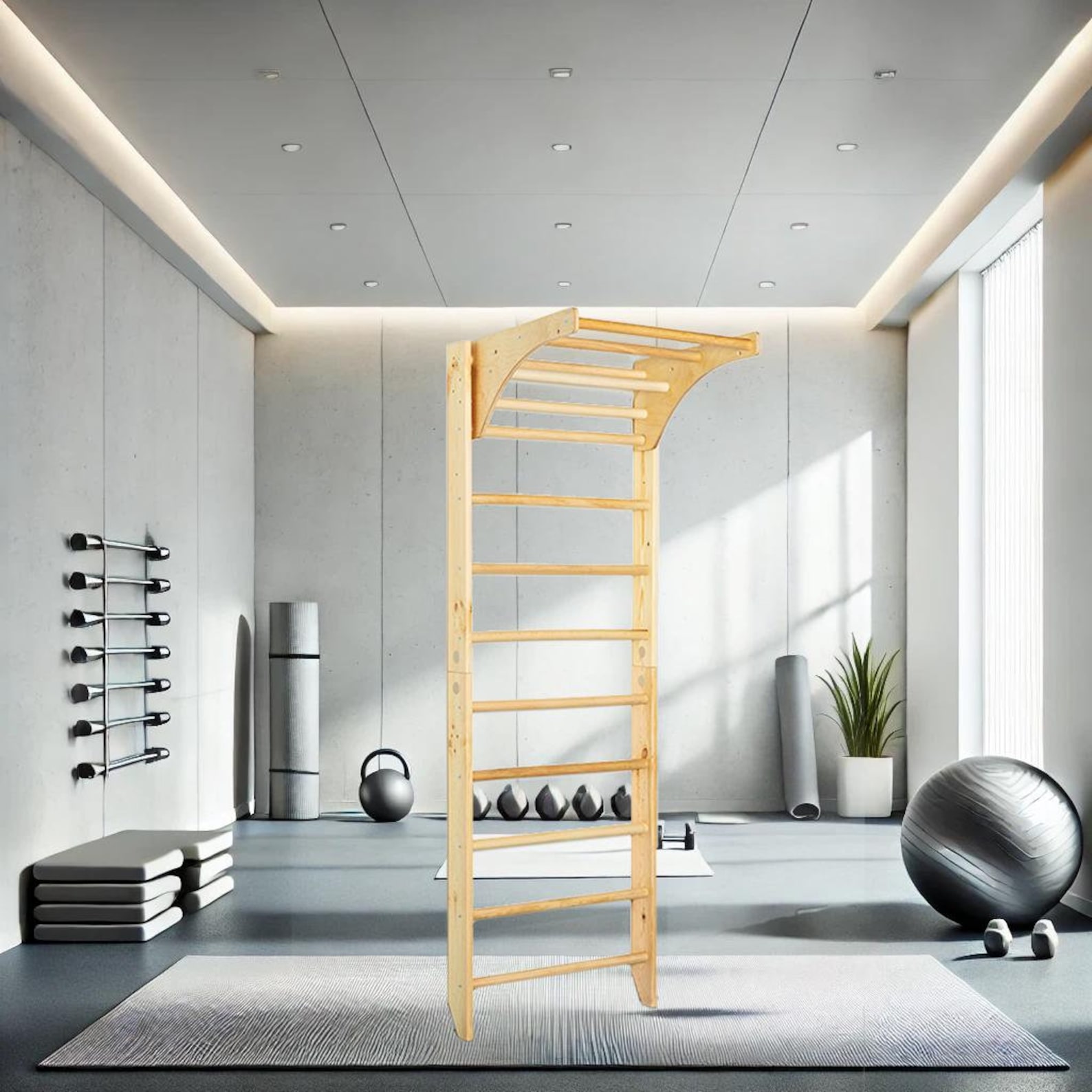 Wooden Sports Ladder With Adjustable Pull-up Bar - Indoor Exercise ...