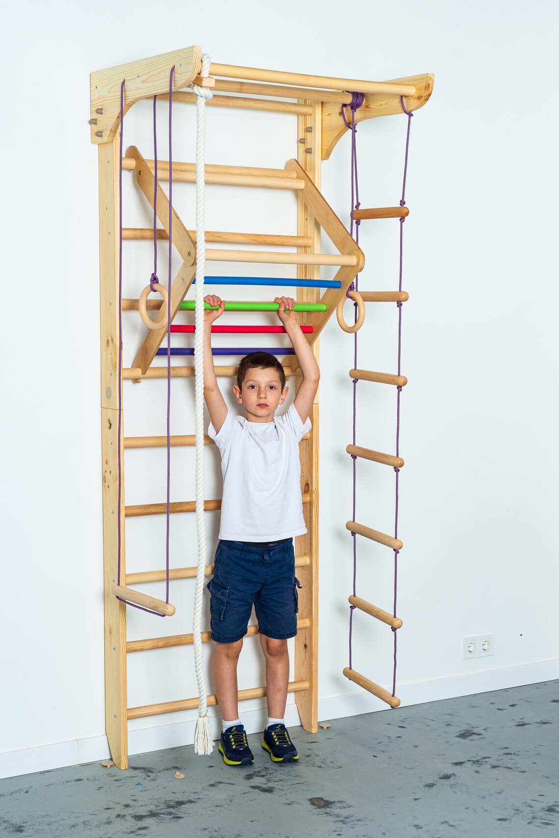 Sport Ladder With Fixed Pull-up Bar, Rope Attachments and Monkey ...