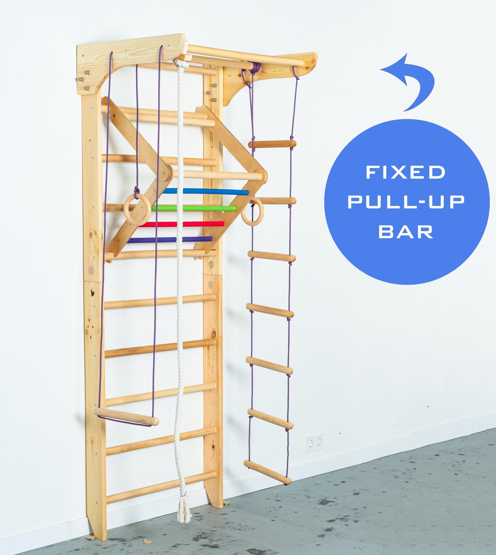 Sport Ladder With Fixed Pull-up Bar, Rope Attachments and Monkey ...