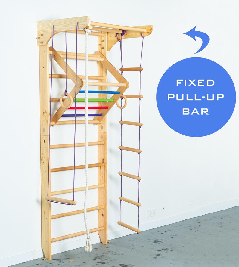 Sport Ladder With Fixed Pull-up Bar, Rope Attachments and Monkey ...
