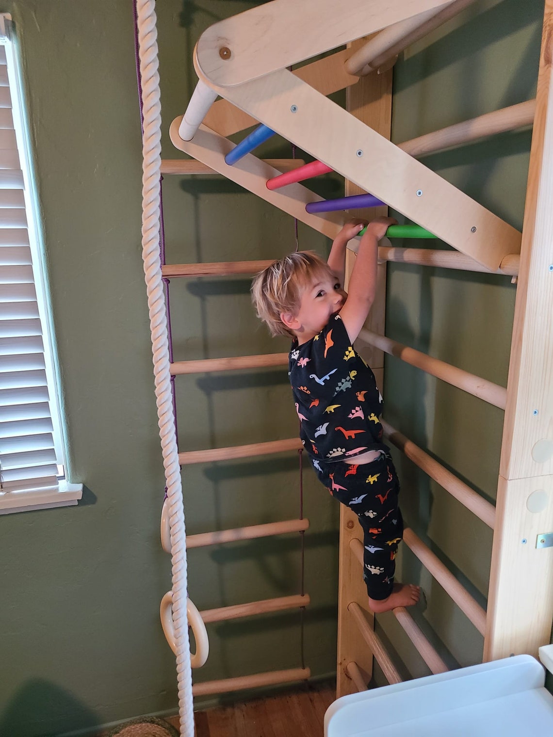 Sport Ladder Made of Natural Wood for Kids and Adults With Adjustable ...