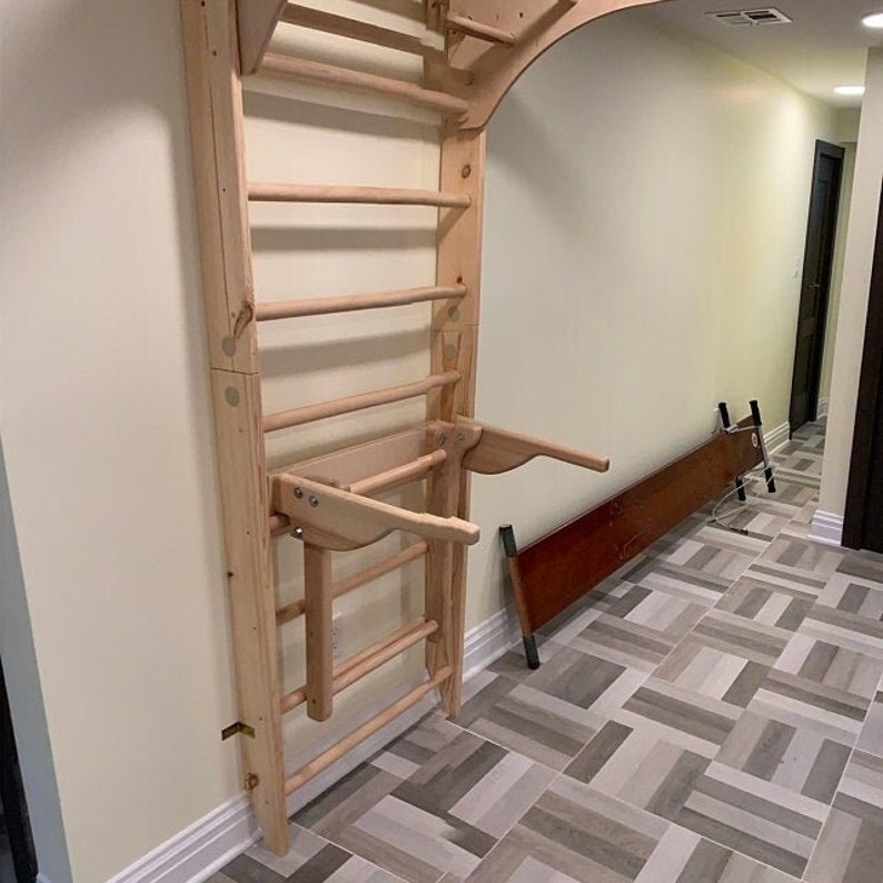 Wooden Indoor Climbing Ladder for Adults – Wall-mounted Swedish Ladder ...