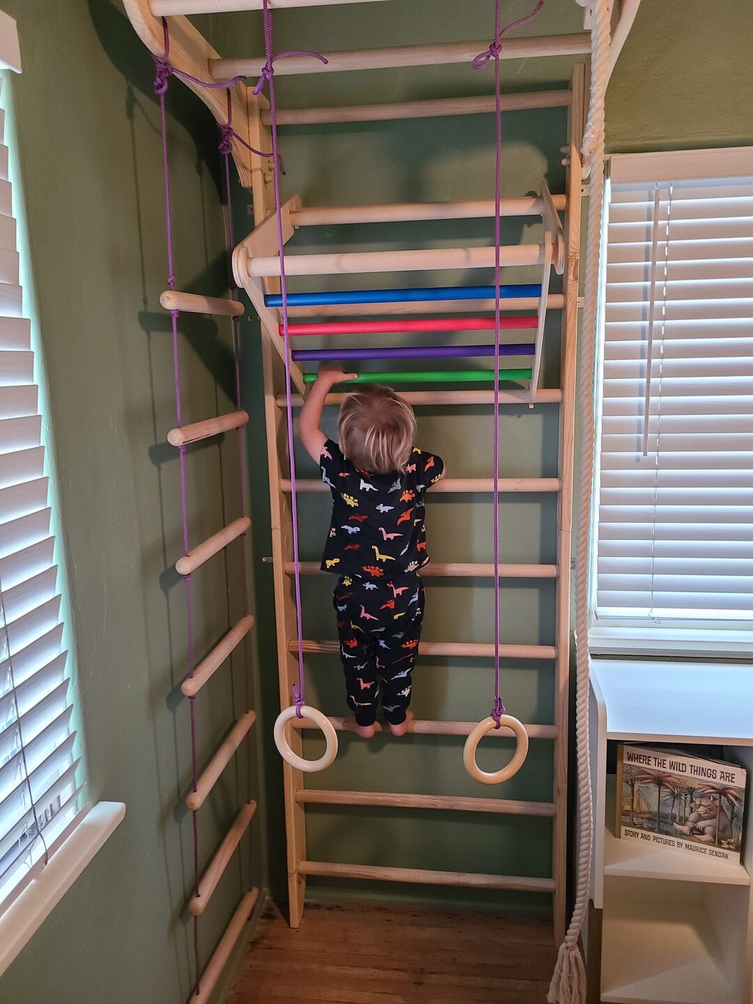 Sport Ladder Made of Natural Wood for Kids and Adults With Adjustable ...