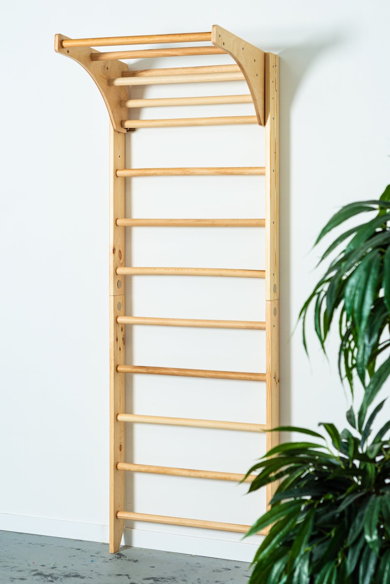 Wooden Sports Ladder With Adjustable Pull-up Bar - Indoor Exercise ...