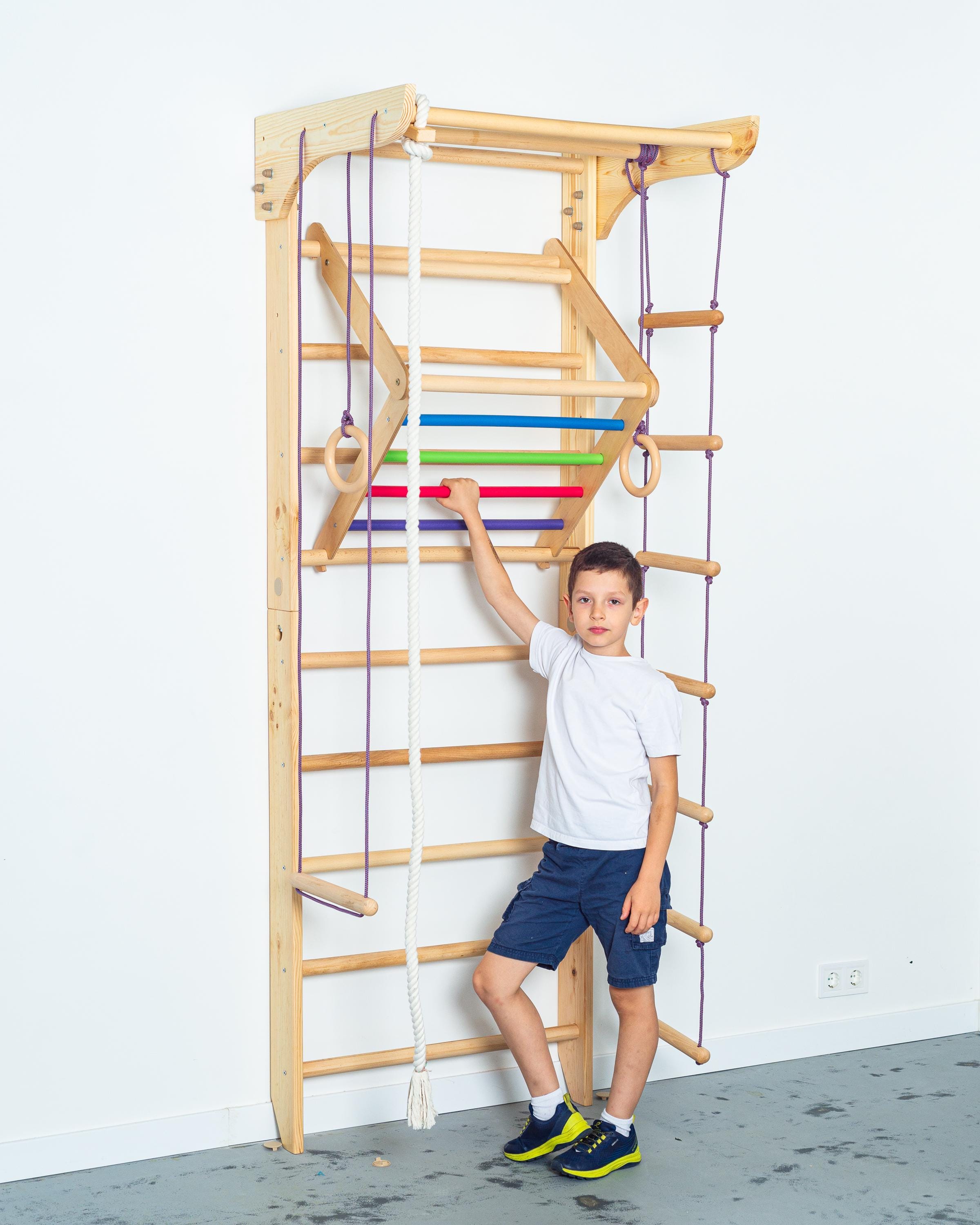 Sport Ladder With Fixed Pull-up Bar, Rope Attachments and Monkey ...