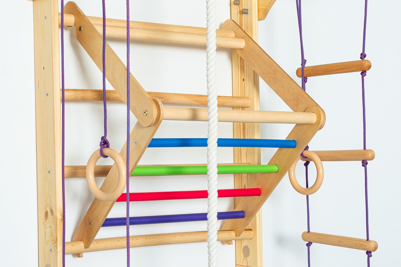 Sport Ladder With Fixed Pull-up Bar, Rope Attachments and Monkey ...
