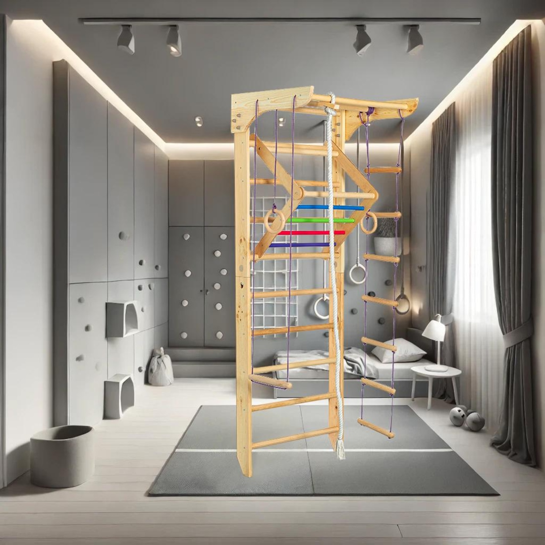 Sport Ladder With Fixed Pull-up Bar, Rope Attachments and Monkey ...