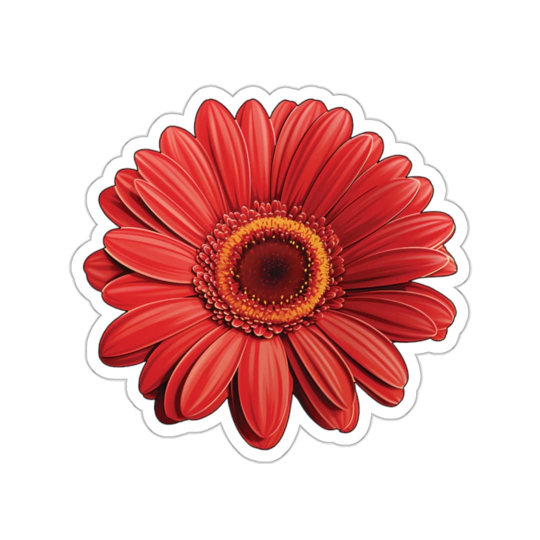 Red Gerbera Daisy Sticker, Flower Types, Flower Stickers, Laptop Decals ...