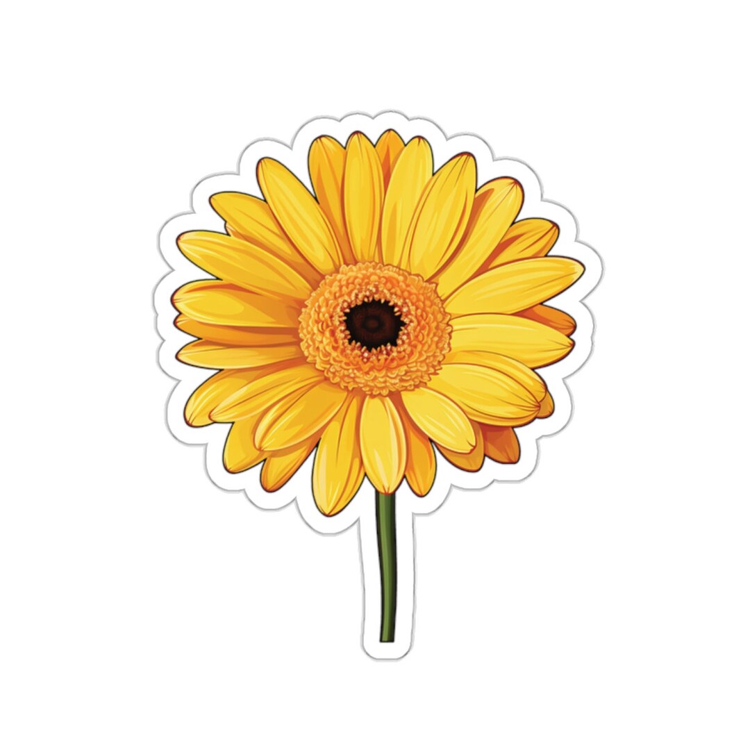 Yellow Gerbera Daisy Sticker, Flower Types, Flower Stickers, Laptop ...