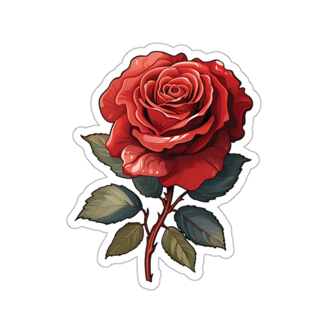 Red Rose Sticker, Flower Types, Flower Stickers, Laptop Decals, Vinyl ...