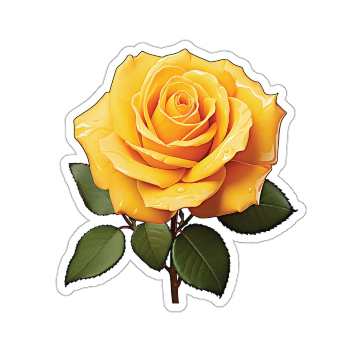 Yellow Rose Sticker, Flower Types, Flower Stickers, Laptop Decals ...
