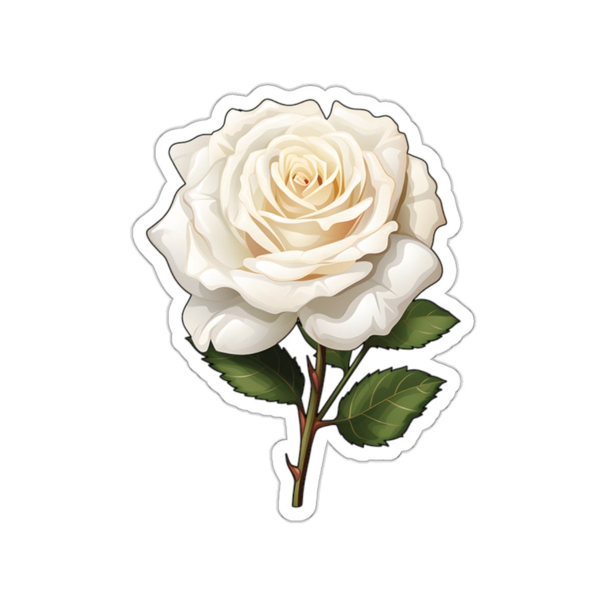 White Rose Sticker, Flower Types, Flower Stickers, Laptop Decals, Vinyl ...