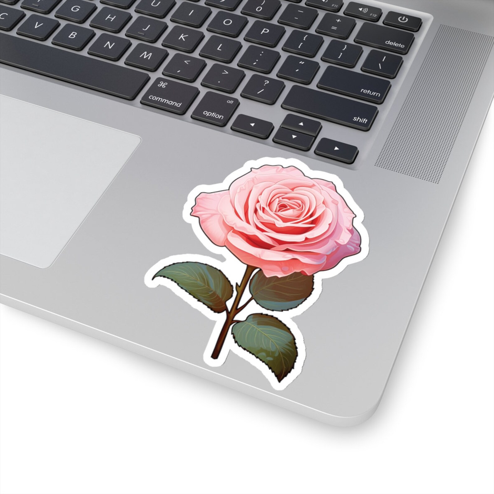 Pink Rose Sticker, Flower Types, Flower Stickers, Laptop Decals, Vinyl ...