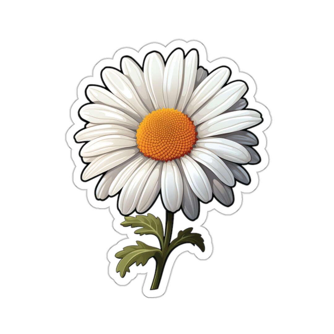 White Daisy Sticker, Flower Types, Flower Stickers, Laptop Decals ...