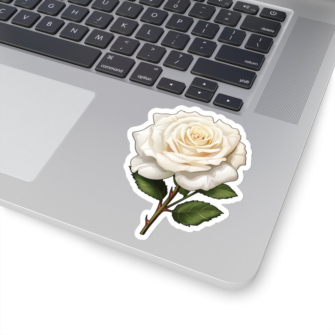 White Rose Sticker, Flower Types, Flower Stickers, Laptop Decals, Vinyl ...
