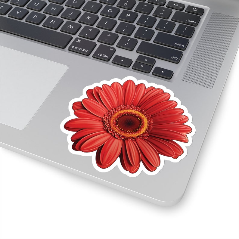 Red Gerbera Daisy Sticker, Flower Types, Flower Stickers, Laptop Decals ...