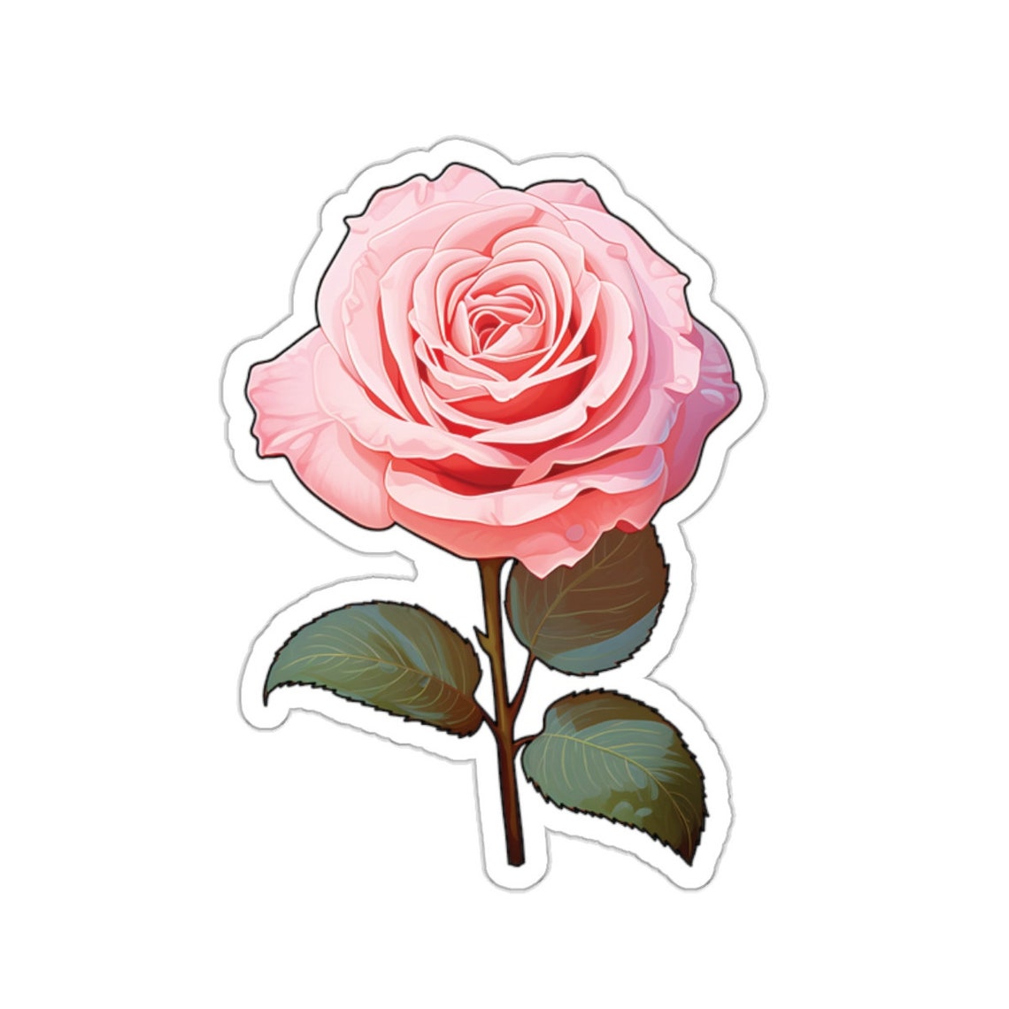 Pink Rose Sticker, Flower Types, Flower Stickers, Laptop Decals, Vinyl ...