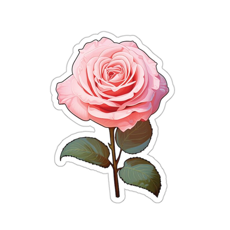 Pink Rose Sticker, Flower Types, Flower Stickers, Laptop Decals, Vinyl ...
