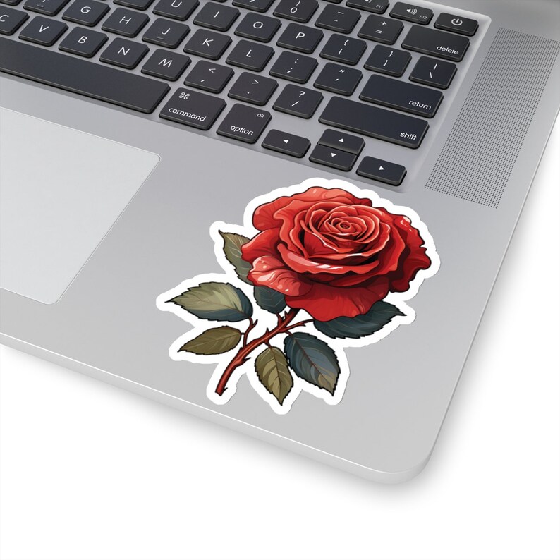 Red Rose Sticker, Flower Types, Flower Stickers, Laptop Decals, Vinyl ...