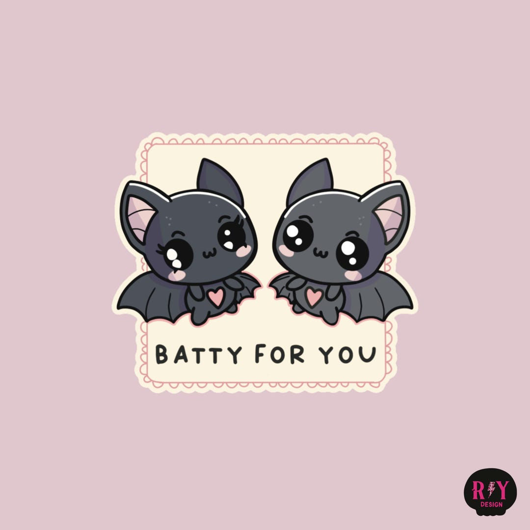 Whimsical Batty for You Bat Sticker for Halloween Goth Aesthetic and ...