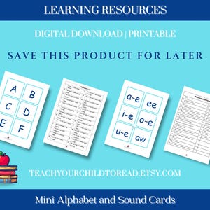Mini Alphabet and Sound Flash Cards With Charts Young Kids Children ...