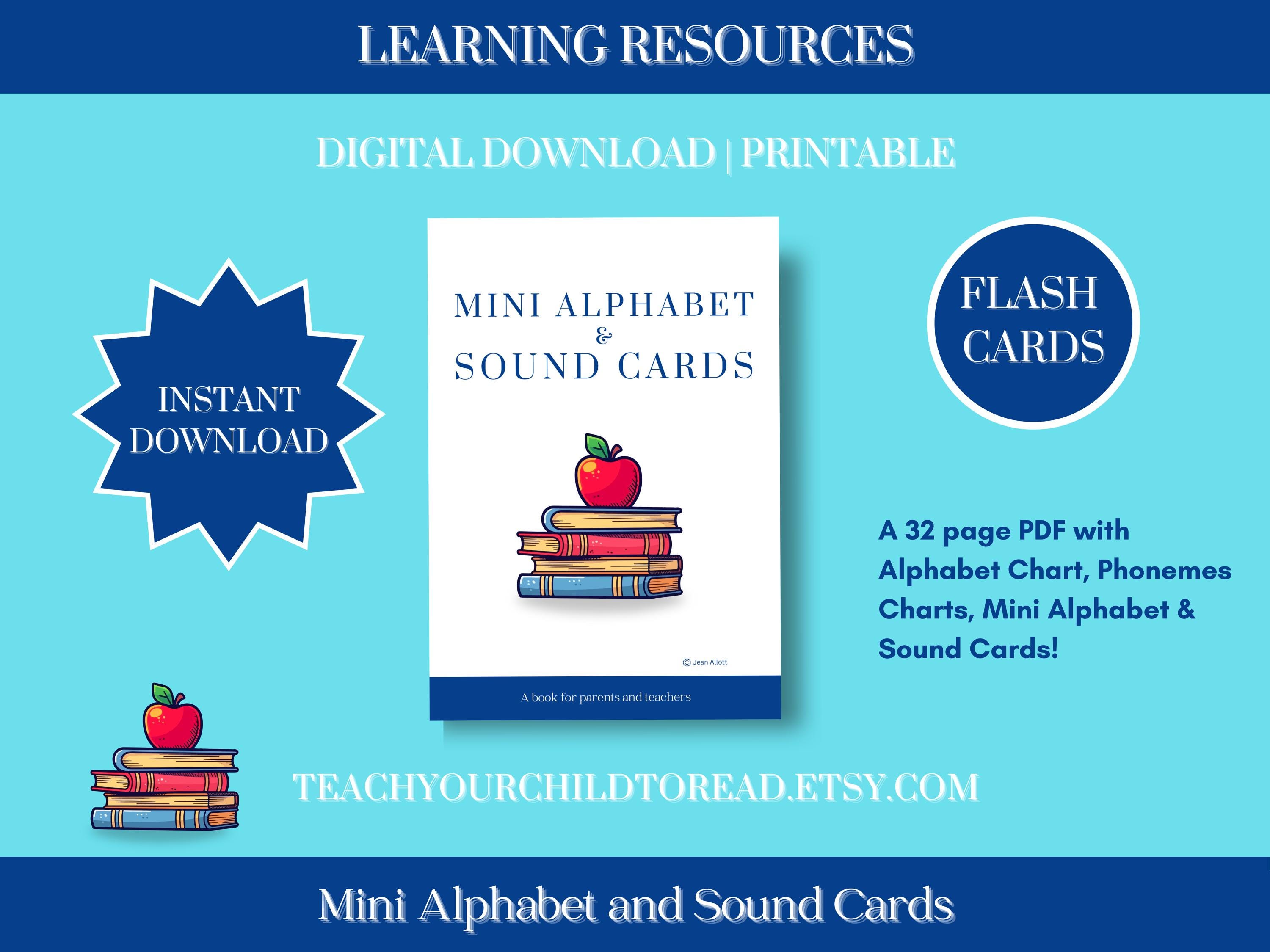 Mini Alphabet and Sound Flash Cards With Charts Young Kids Children ...