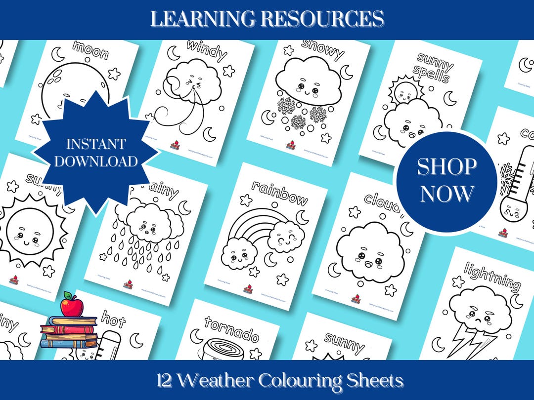 Weather Colouring Sheets for Young Kids Children Instant Download ...