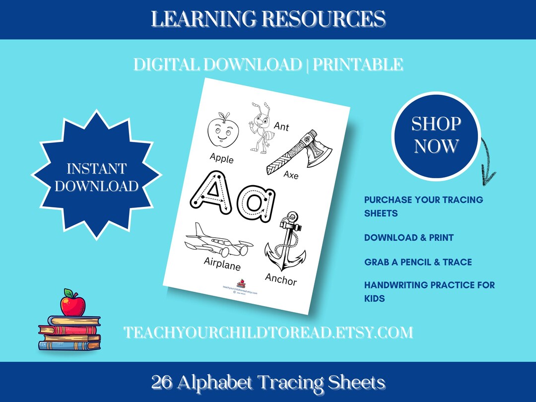 Alphabet Colouring and Tracing Sheets for Young Kids Children Instant ...