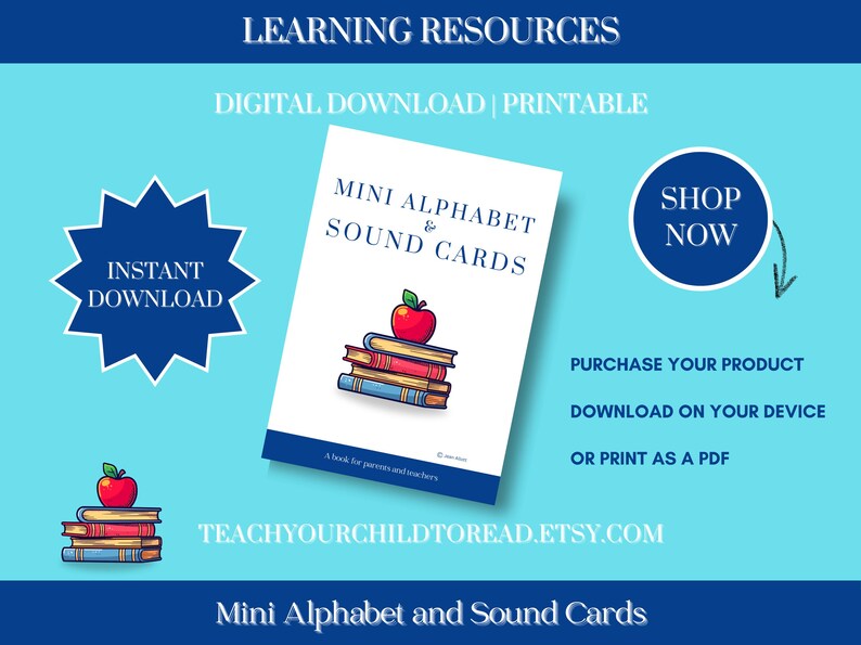 Mini Alphabet and Sound Flash Cards With Charts Young Kids Children ...