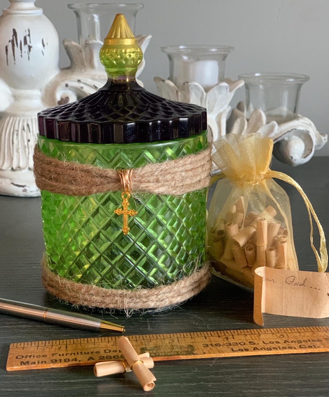 Large Resin Prayer Box, God Box, Worry Box. Green & Sparkling Purple ...