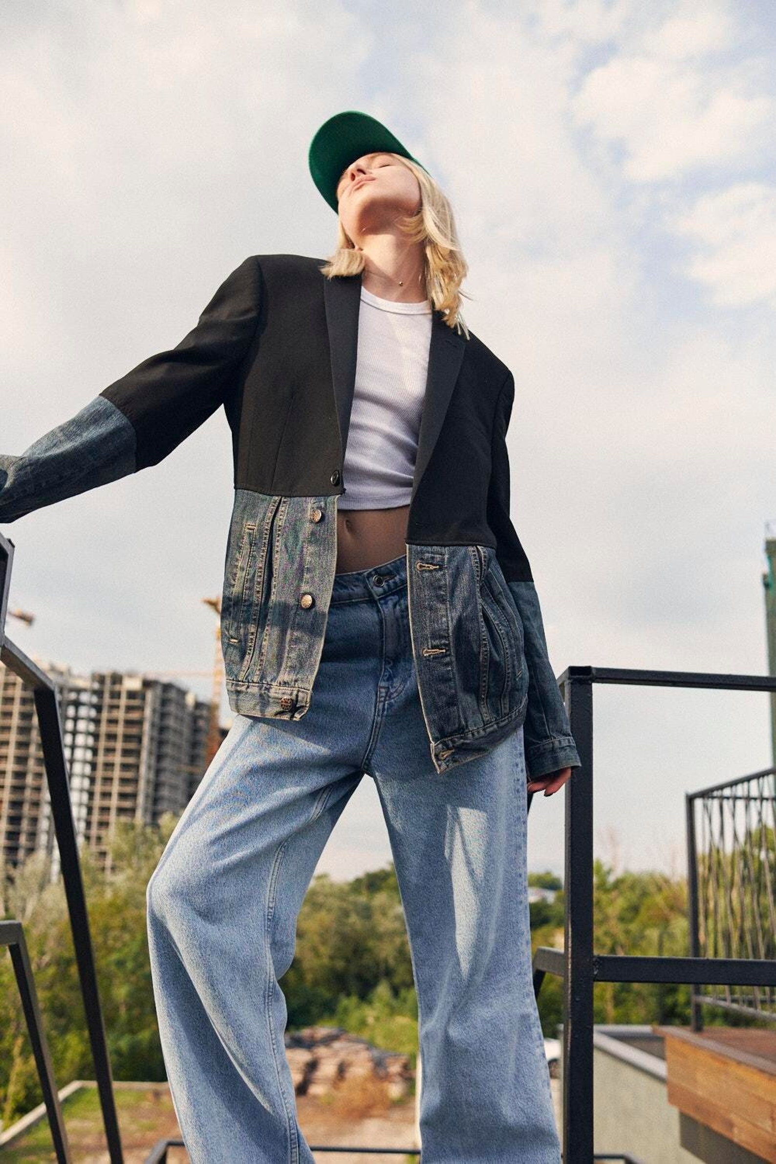 Black Vintage Wool Blazer With Denim. Half Jeans Jacket. - Etsy