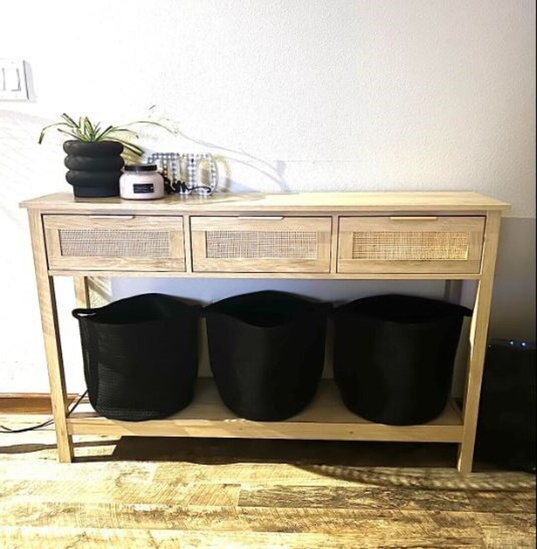 Rattan Console Table With Drawers, Boho Entryway Table, Modern Living ...