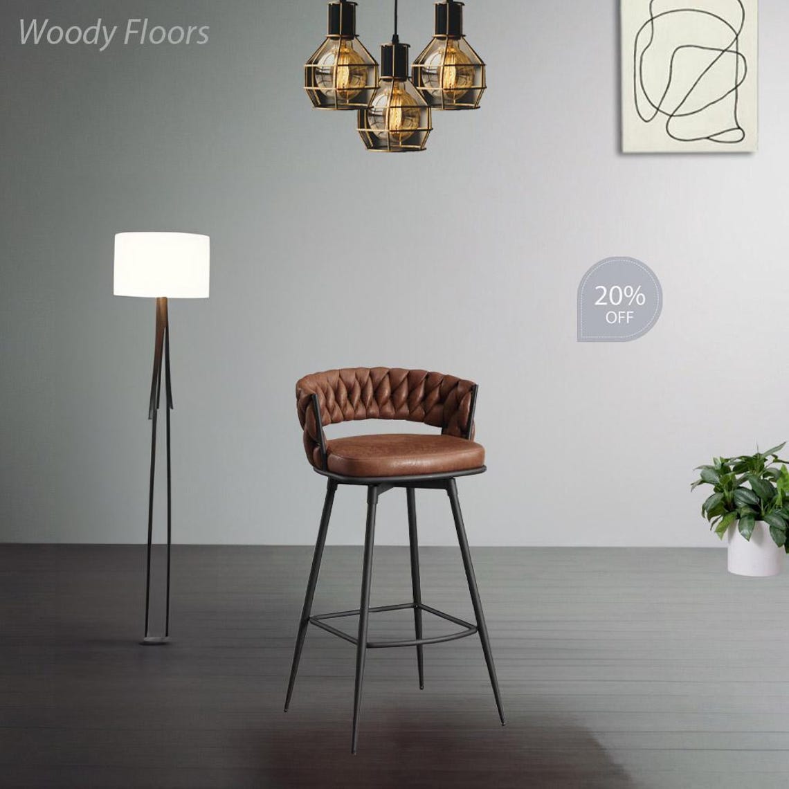 Set of 2 Counter Height Bar Stools, 180 Swivel Suede Fabric 26" Chairs ...