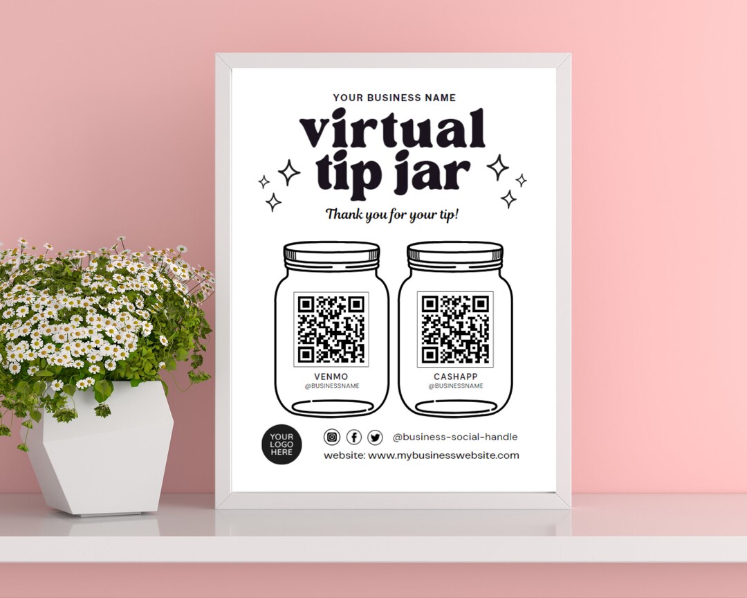Editable Venmo Tip Jar QR Code Sign Template, Printable Tips Accepted ...