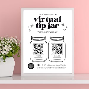 Editable Venmo Tip Jar QR Code Sign Template, Printable Tips Accepted ...